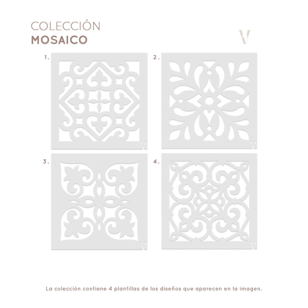 Plantillas para pintar, Vamarú Stencils, Colección Mosaico 25x25cm ...